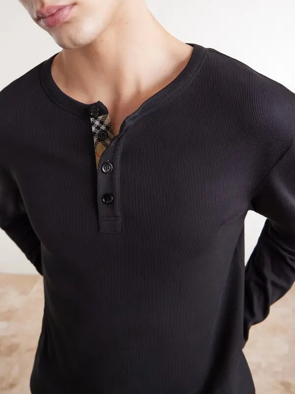 Burberry Logo-embroidered Ribbed Cotton-blend Jersey T-shirt