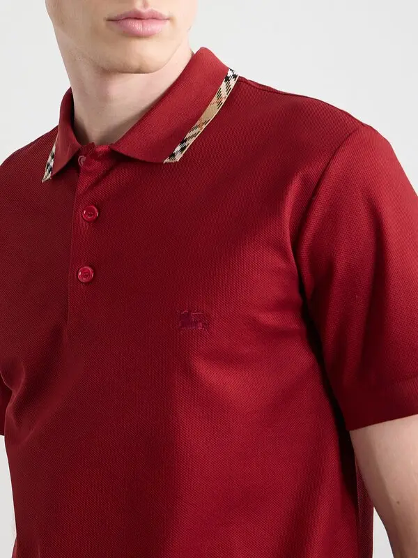 Burberry Logo-embroidered Checked Cotton-piqué Polo Shirt