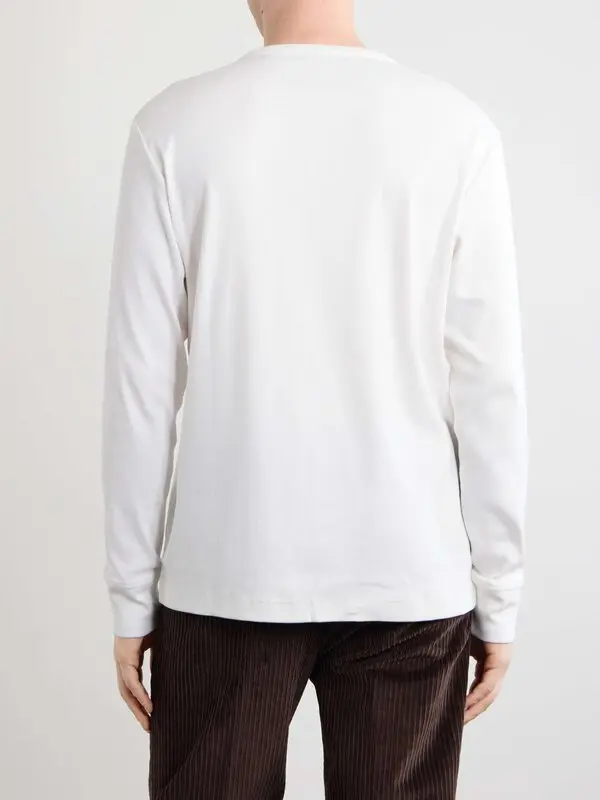 Burberry Logo-embroidered Ribbed Cotton-blend Jersey T-shirt