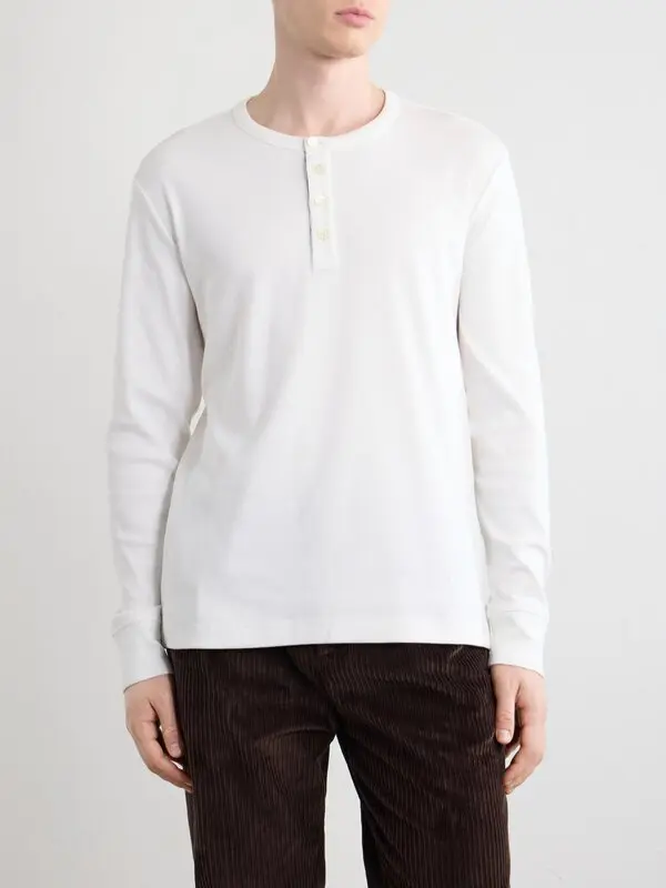 Burberry Logo-embroidered Ribbed Cotton-blend Jersey T-shirt - White