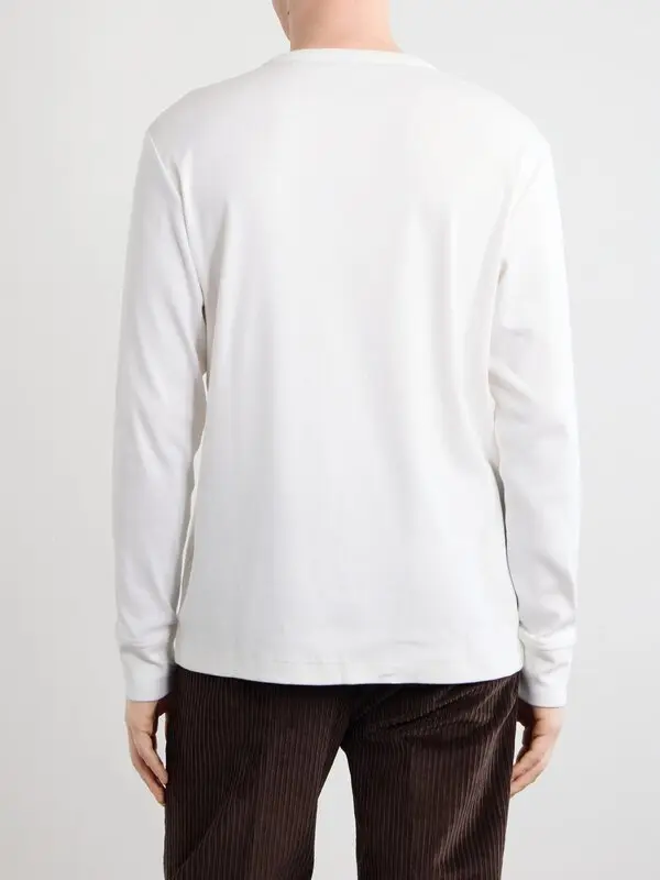 Burberry Logo-embroidered Ribbed Cotton-blend Jersey T-shirt - White