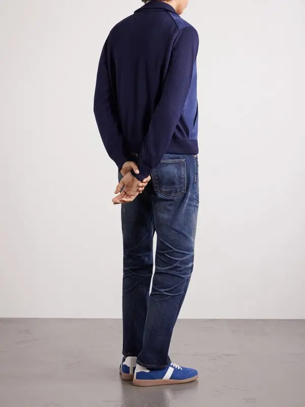 TOM FORD Slim-fit Merino Wool-blend And Suede Zip-up Bomber Jacket