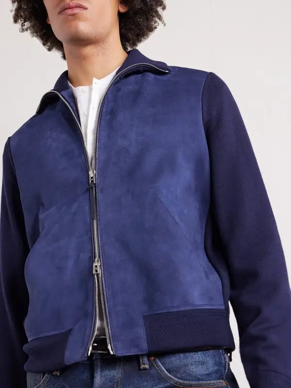 TOM FORD Slim-fit Merino Wool-blend And Suede Zip-up Bomber Jacket