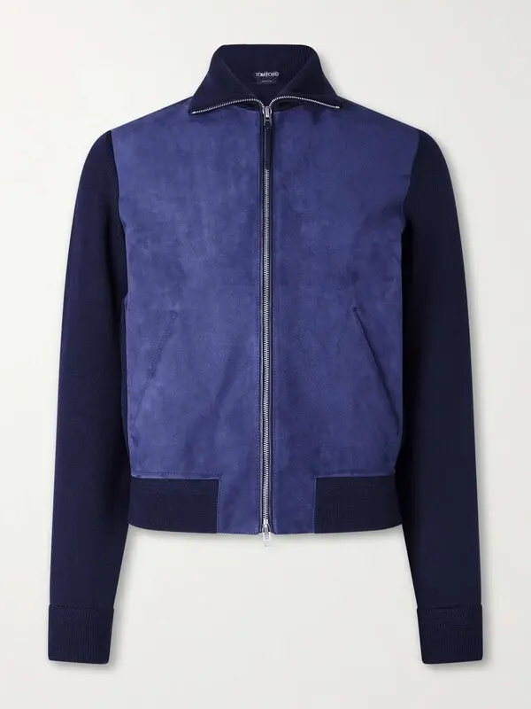 TOM FORD Slim-fit Merino Wool-blend And Suede Bomber Jacket