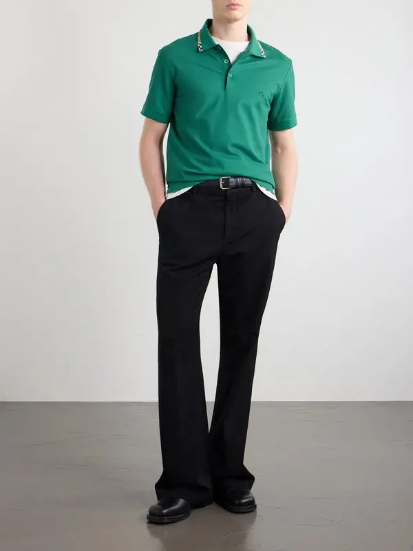 Burberry Logo-embroidered Checked Cotton-piqué Polo Shirt
