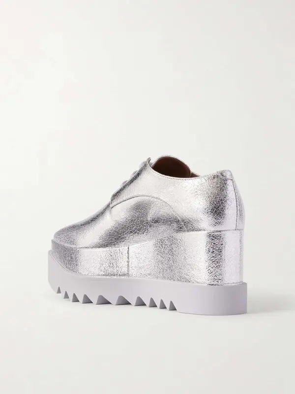 Stella McCartney Elyse Woven Metallic Vegetarian Leather Platform Brogues