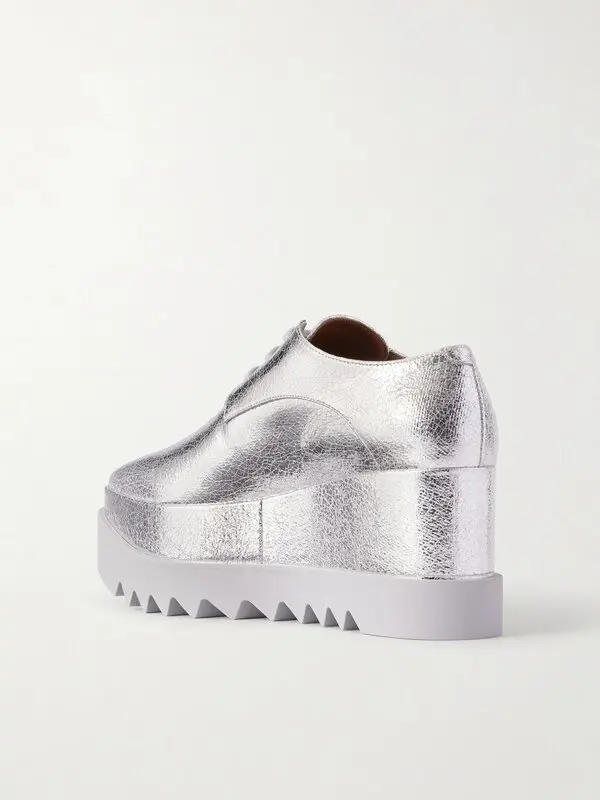 Stella McCartney Elyse Woven Metallic Vegetarian Material Platform Brogues