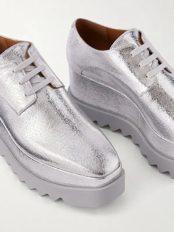 Stella McCartney Elyse Woven Metallic Vegetarian Material Platform Brogues