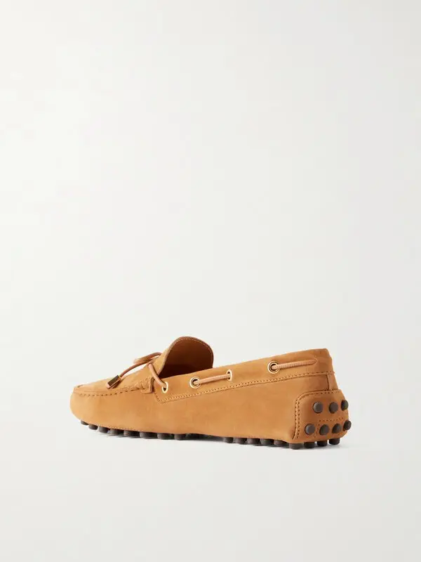 TOD'S Gommino Suede Loafers With Penny Slot And Monogram - Brown