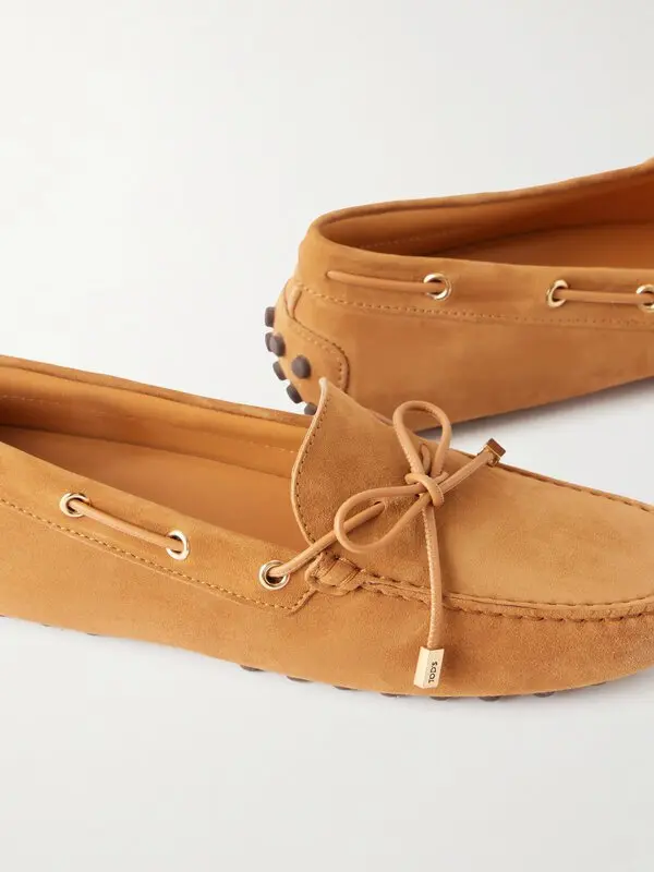 TOD'S Gommino Suede Loafers With Penny Slot And Monogram - Brown