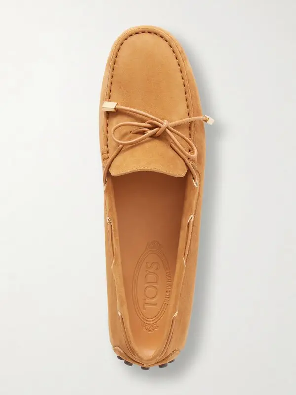 TOD'S Gommino Suede Loafers With Penny Slot And Monogram - Brown
