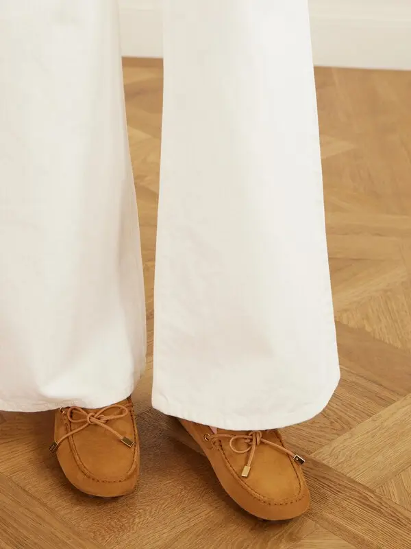 TOD'S Gommino Suede Loafers With Penny Slot And Monogram - Brown