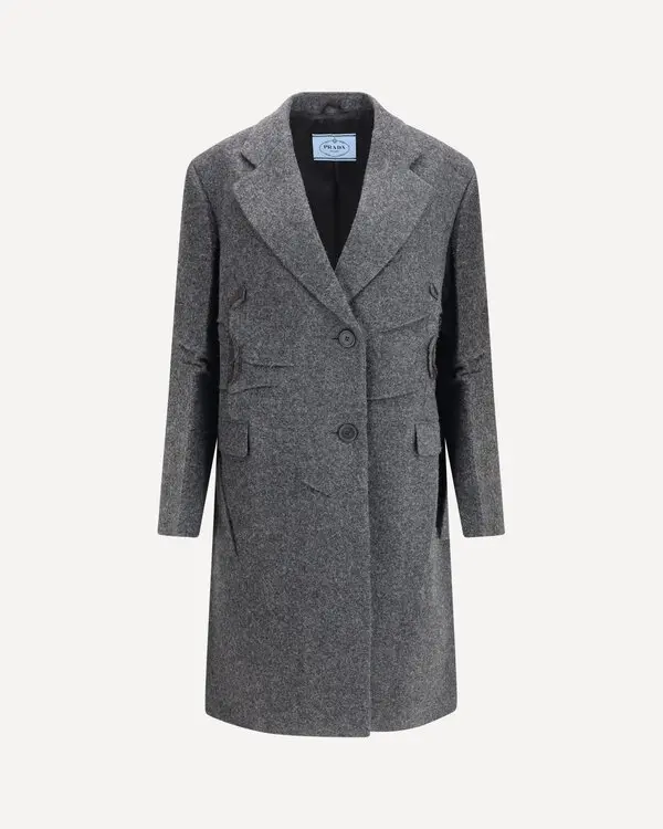 Prada Single-breasted Shetland Wool Coat