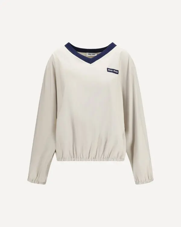 Miu Miu Pongé Tec Sweatshirt - Cream