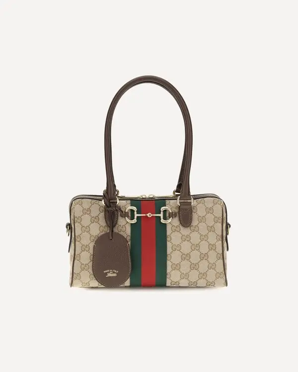 Gucci Horsebit Shoulder Bag In Gg Canvas