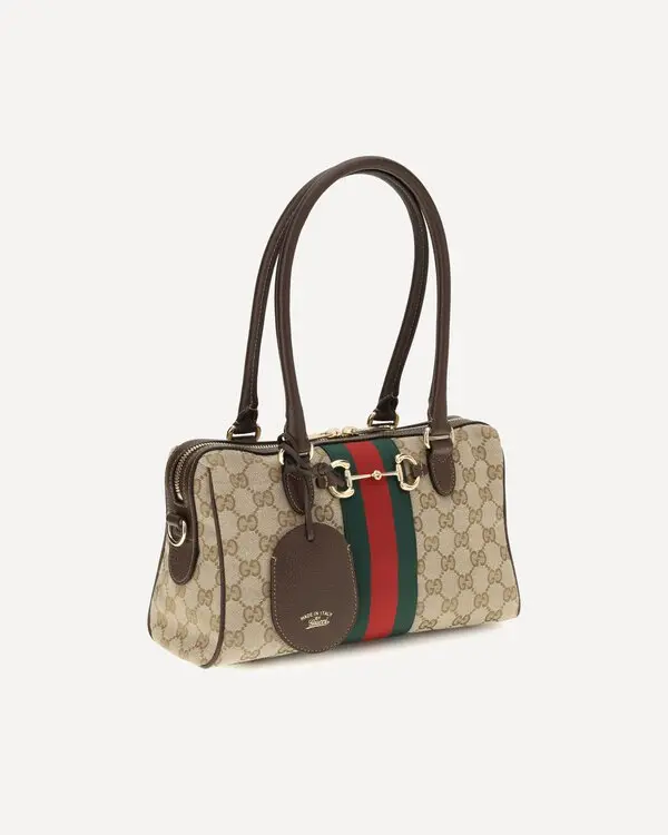 Gucci Horsebit Shoulder Bag In Gg Canvas