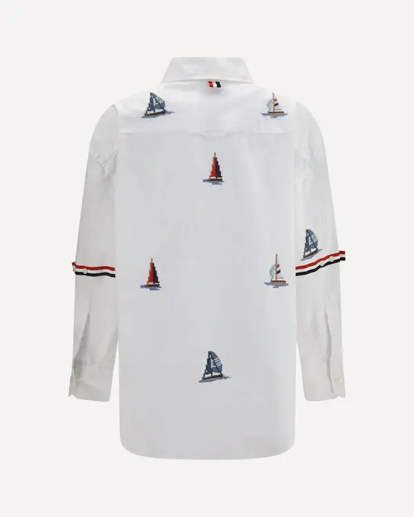 Thom Browne Oversized Sailboat-embroidered Shirt