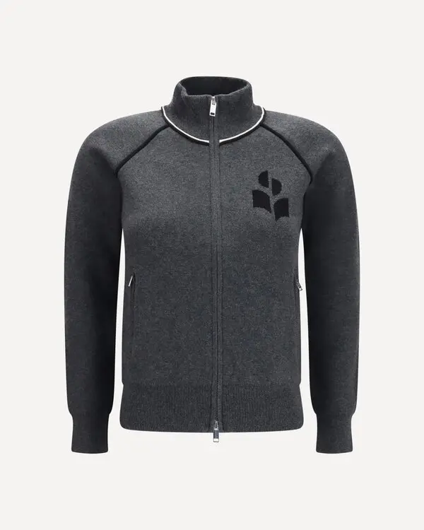 MARANT ETOILE Marant Étoile Lanya Logo Zip Cardigan - Grey