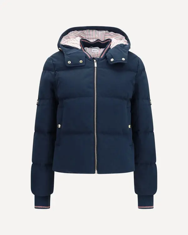 Thom Browne Waxed Technical Puffer Jacket With Hood