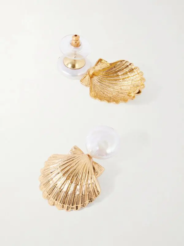 JENNIFER BEHR Laguna -tone Embellished Earrings With Faux Pearl