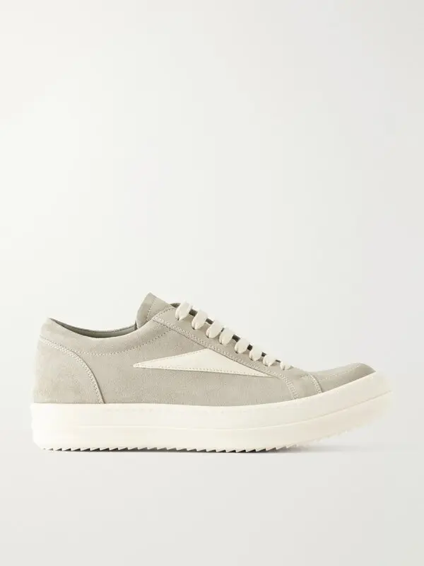Rick Owens Suede-trimmed Leather Sneakers - Neutrals