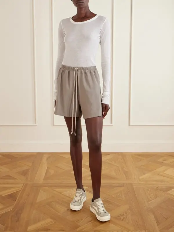 Rick Owens Suede-trimmed Leather Sneakers - Neutrals