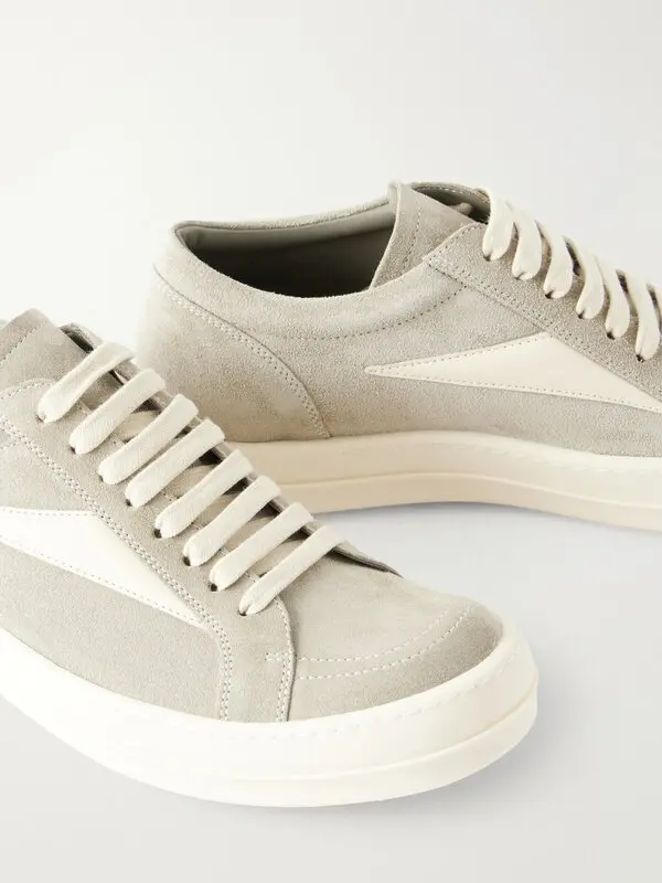 Rick Owens Suede-trimmed Leather Sneakers - Neutrals