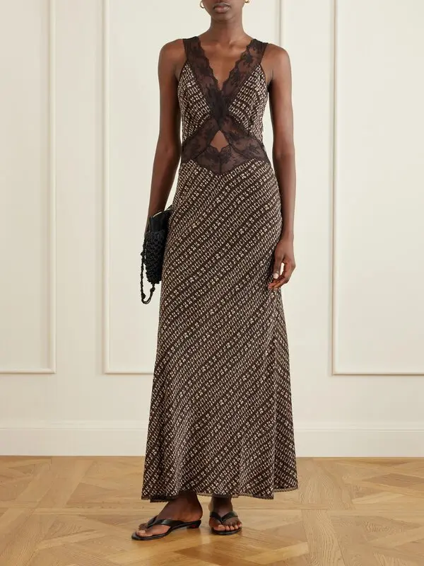 SIR. Astrid Satin And Lace Cut-out Maxi Dress