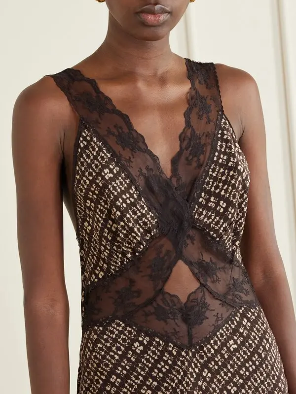 SIR. Astrid Satin And Lace Cut-out Maxi Dress