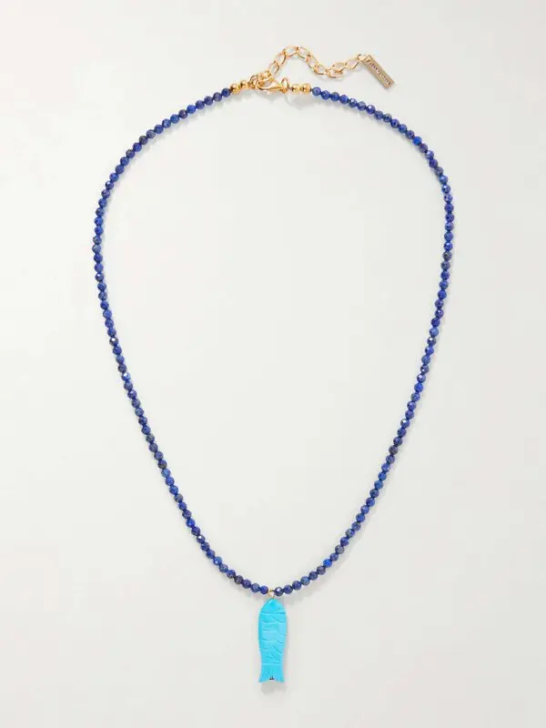JENNIFER BEHR Elva Bead-embellished Pendant Necklace - Azure