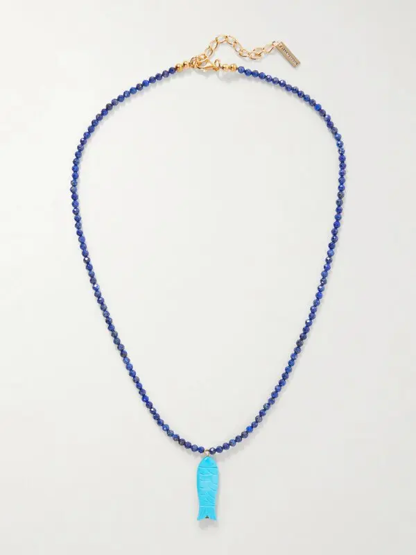 JENNIFER BEHR Elva Beaded Pendant Necklace - Blue