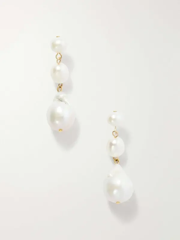 JENNIFER BEHR Amari Gold-tone Pearl Earrings