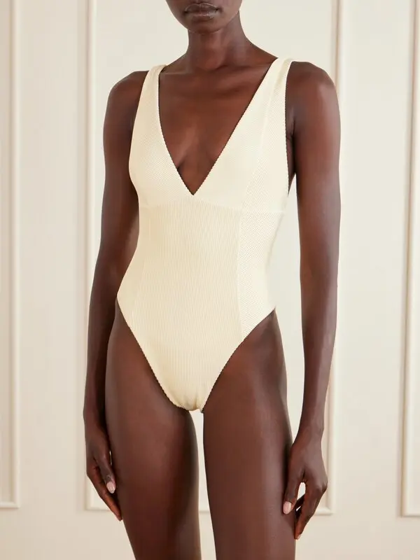 HAIGHT. Raquel Ribbed One Piece Swimsuit - Neutrals