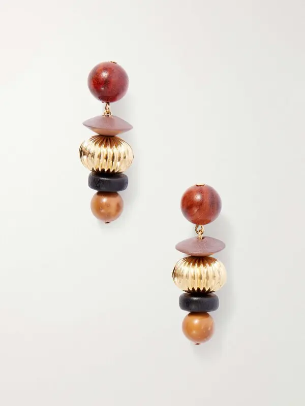 JENNIFER BEHR Lavon Gold-tone Bead-embellished Earrings