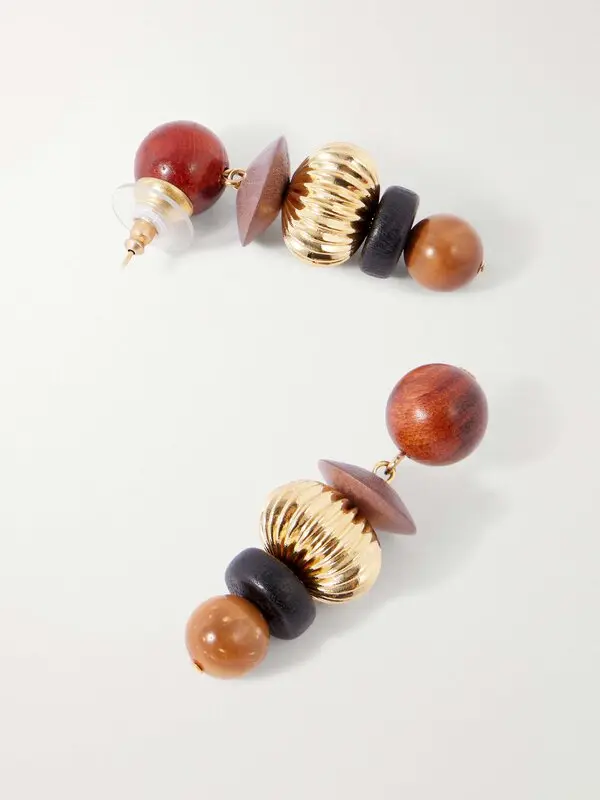 JENNIFER BEHR Lavon Gold-tone Bead-embellished Earrings