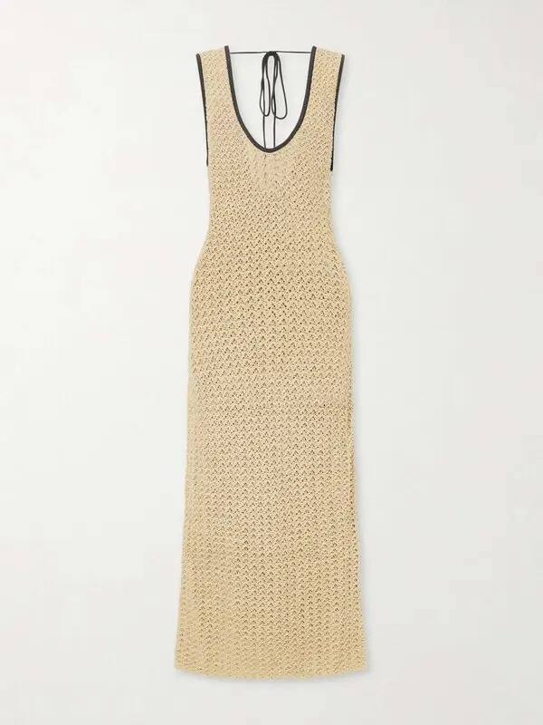 SIR. Ellinor Open-knit Cotton Dress - Beige