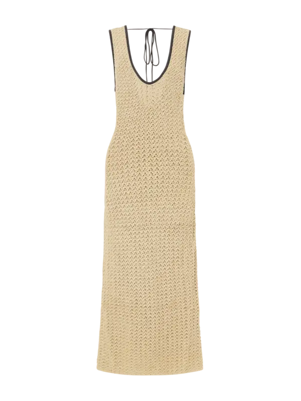 SIR. Ellinor Open-knit Maxi Dress With Contrast Trim - Neutrals