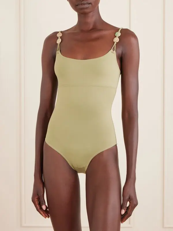 ERES Lynda Bead-embellished One-piece Swimsuit - Green