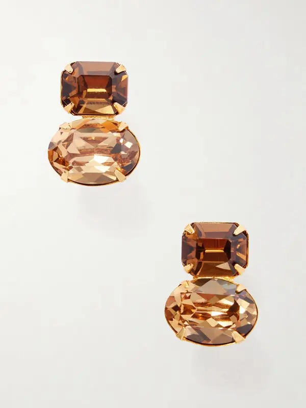 JENNIFER BEHR Maureen Crystal Drop Earrings - Metallic