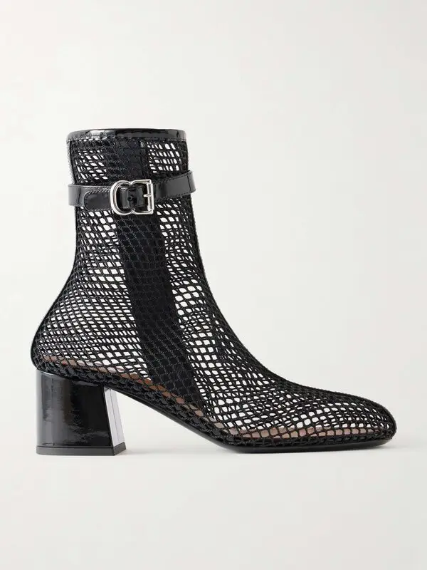 Alaïa Fishnet 55 Leather Ankle Boots