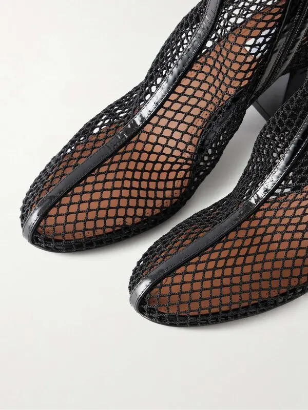 Alaïa Fishnet 55 Leather Ankle Boots