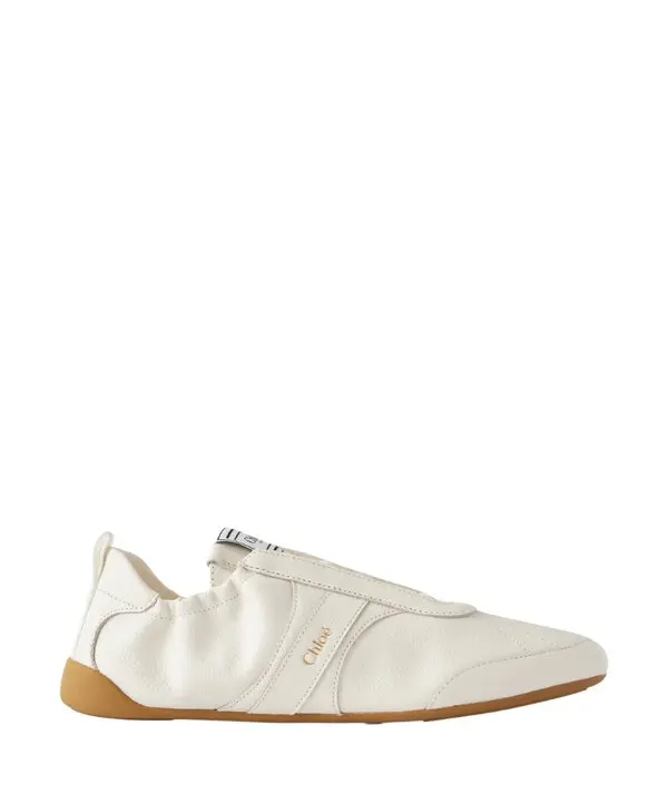 Chloé Kick Textured-leather Low-top Sneakers - Neutrals