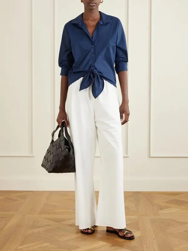 ANDRES OTALORA Dalila Knotted Cotton-poplin Blouse