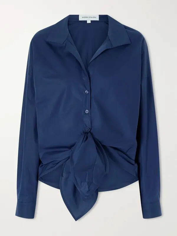 ANDRES OTALORA Dalila Knotted Cotton-poplin Blouse