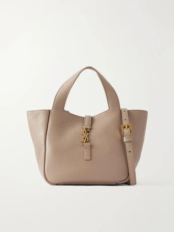 Saint Laurent Le 5 À 7 Baby Bea Cassandre-embellished Leather Tote - Brown