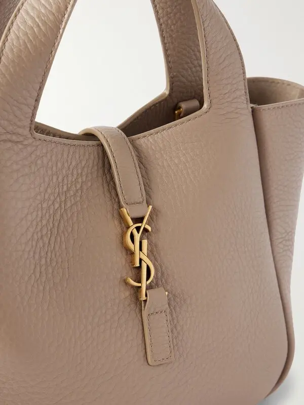 Saint Laurent Le 5 À 7 Baby Bea Cassandre-embellished Leather Tote - Brown