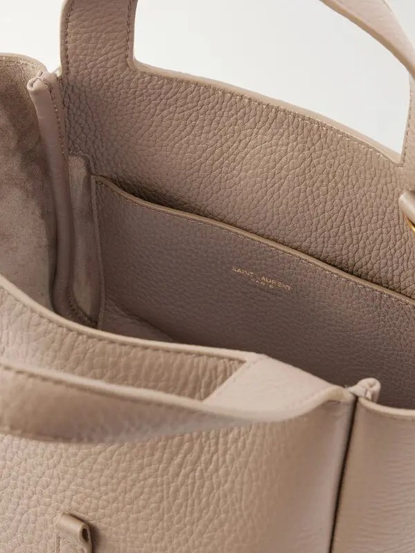 Saint Laurent Le 5 À 7 Baby Bea Cassandre-embellished Leather Tote - Brown
