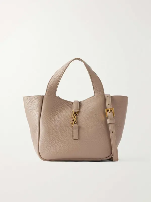 Saint Laurent Le 5 Á 7 Baby Bea Cassandre-embellished Leather Tote - Camel
