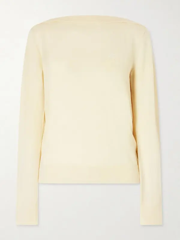 Loewe Anagram Embroidered Wool-blend Boat Neck Sweater