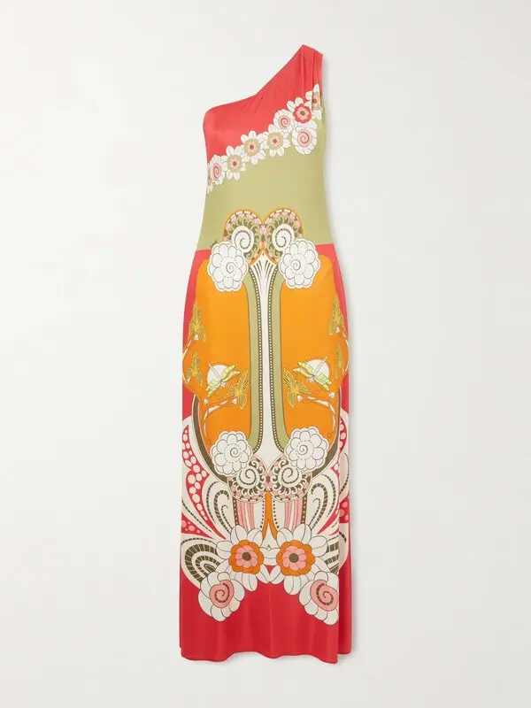 La DoubleJ Clingy Roy Printed One-shoulder Jersey Maxi Dress
